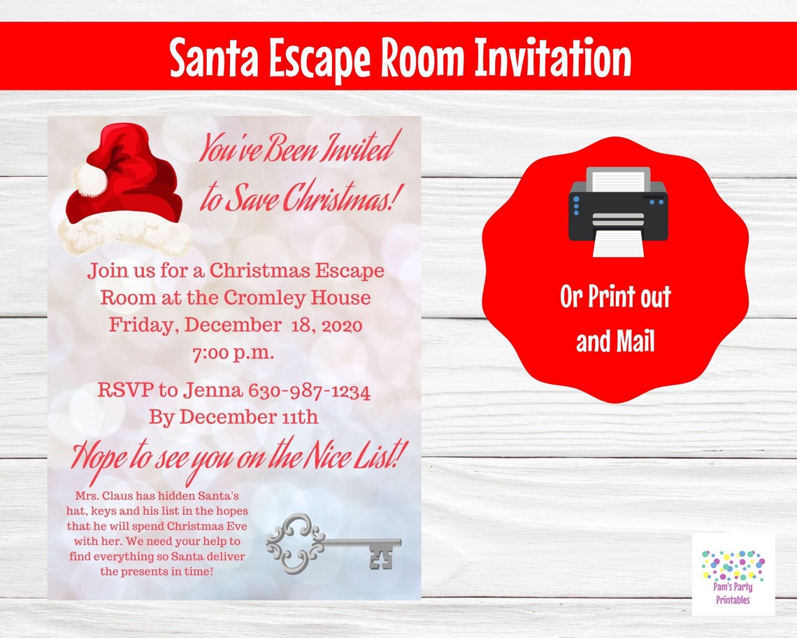 Digital Invitation for Oh No! Santa's List is Missing! - A DIY Escape ...