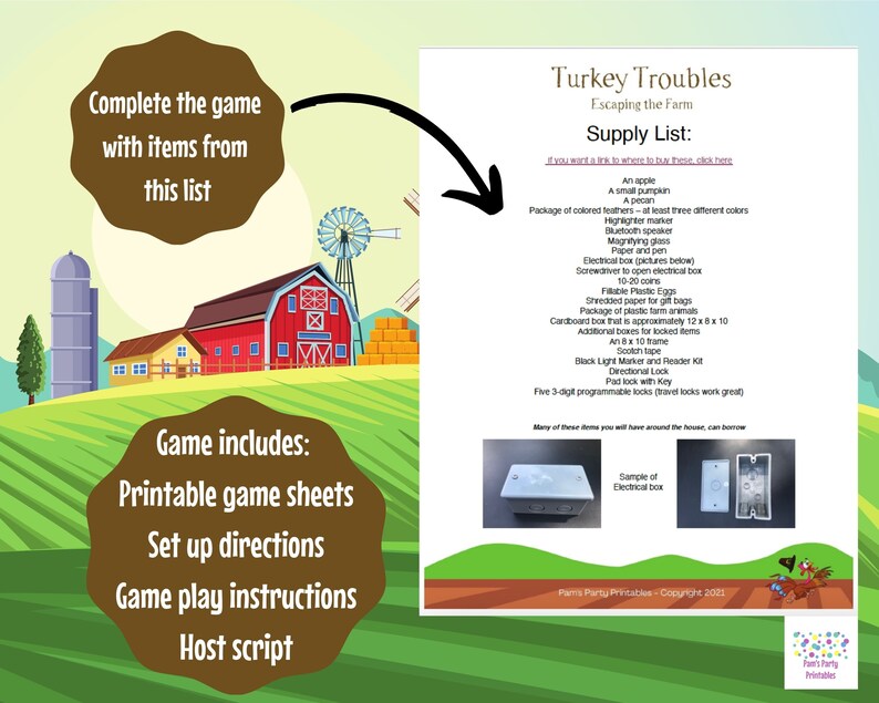 Turkey Troubles A DIY Escape Room Kit Thanksgiving Game | Etsy
