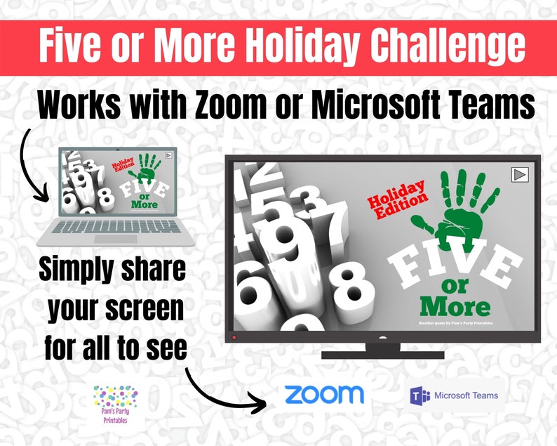 Virtual Holiday Game Five or More Challenge Powerpoint Game - Etsy