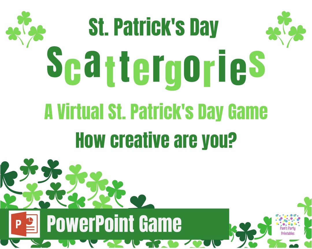 St. Patrick's Day Scattergories Game, Powerpoint, Team Meeting, Zoom ...