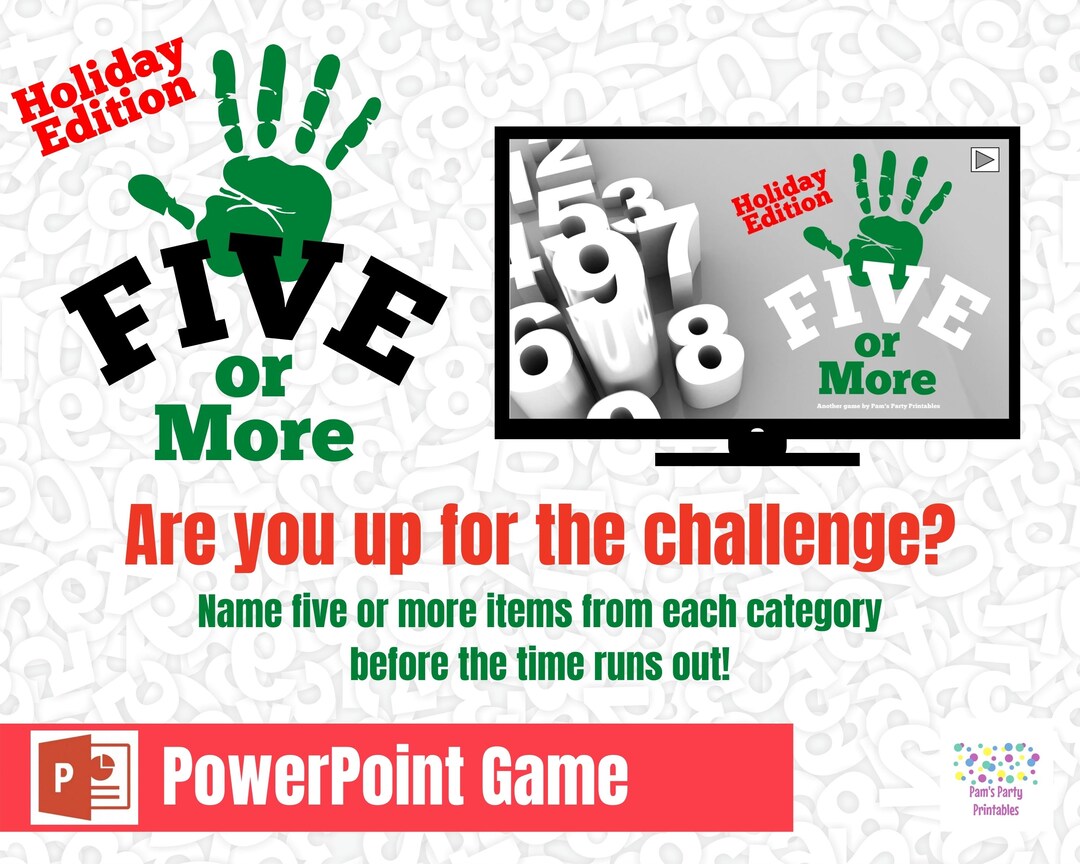 Virtual Holiday Game Five or More Challenge Powerpoint Game ...