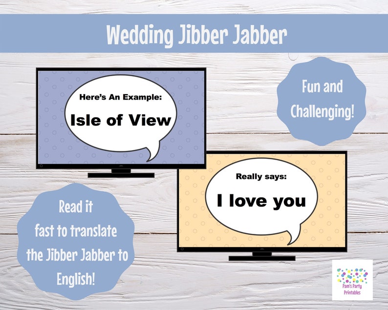 Virtual Game Jibber Jabber Wedding/rehearsal Dinner/bridal - Etsy