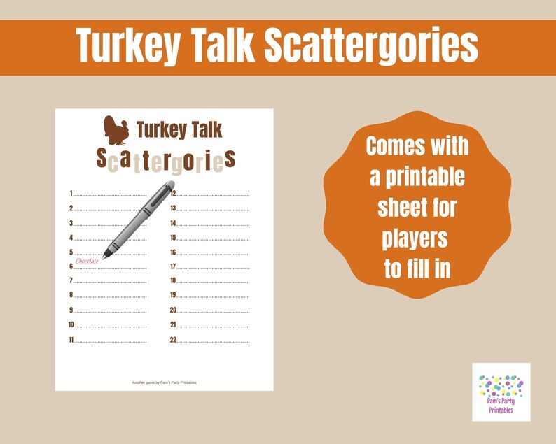 Thanksgiving Scattergories Powerpoint Game Thanksgiving - Etsy