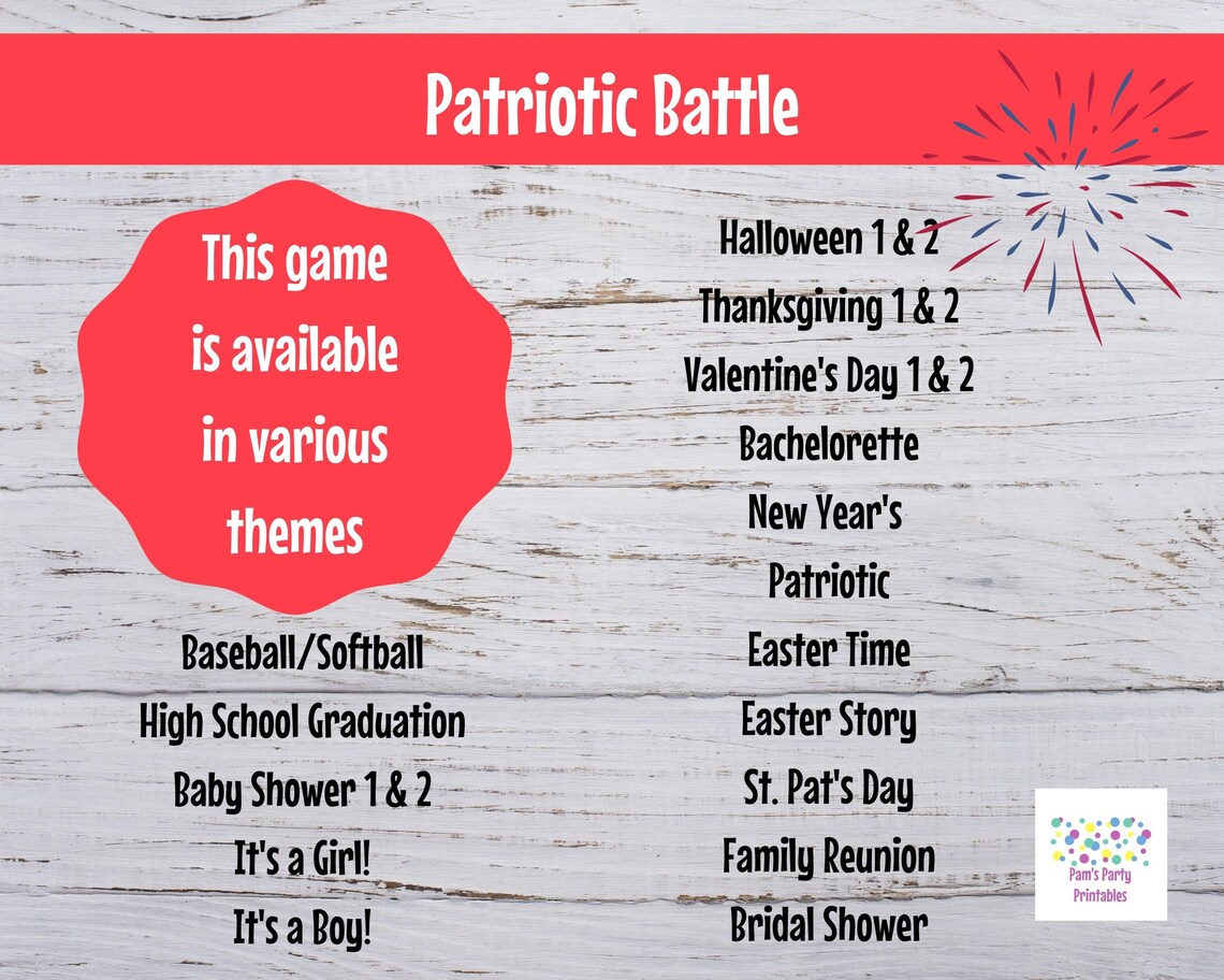 Virtual Game Patriotic Battle for 4th of July Memorial Day | Etsy