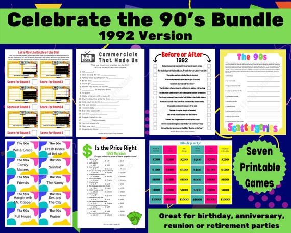 1992 Bundle of Games - 30th birthday, 30th Anniversary, Class of 1992 ...