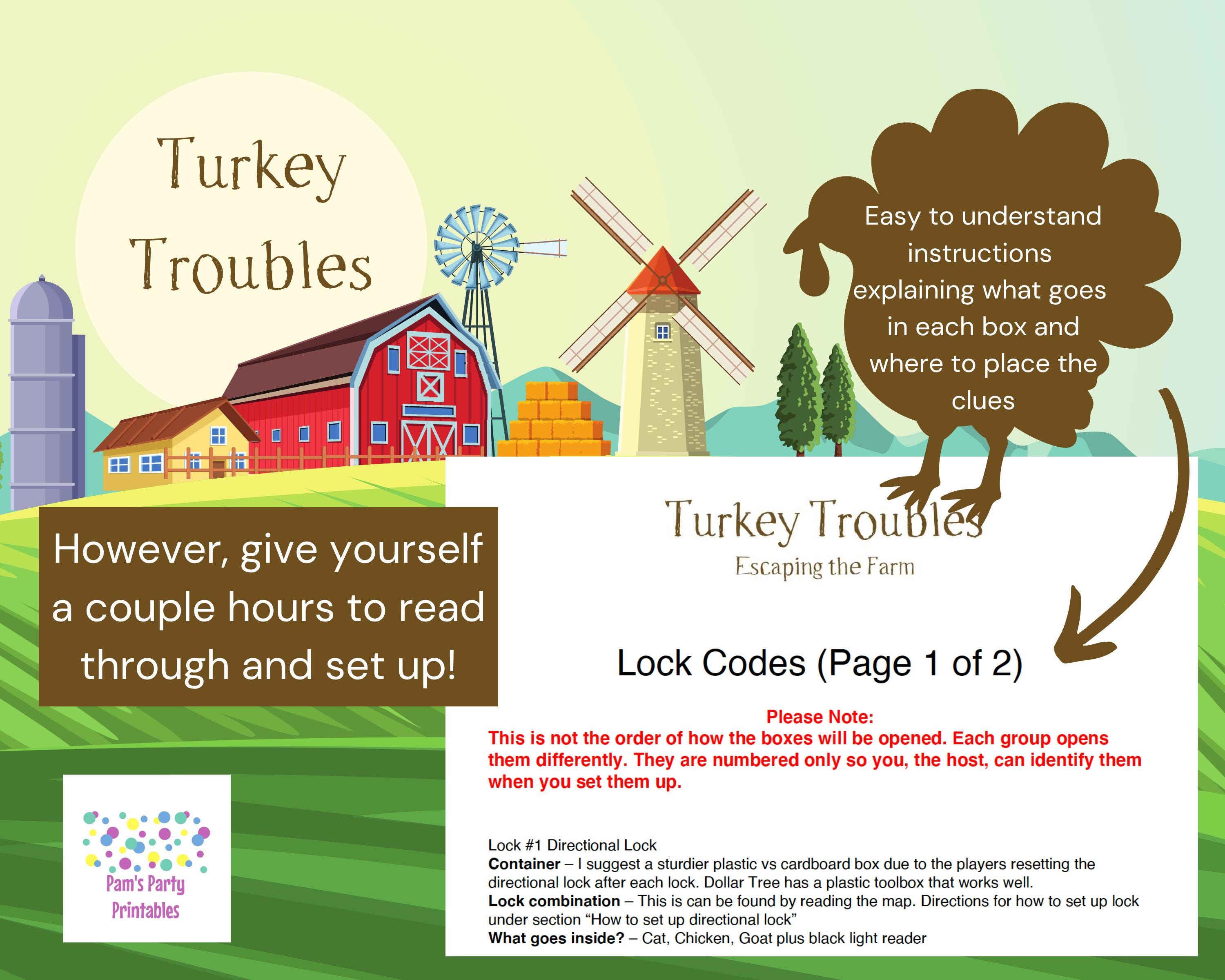 Turkey Troubles! - A DIY Escape Room Kit - Thanksgiving Game - Family ...