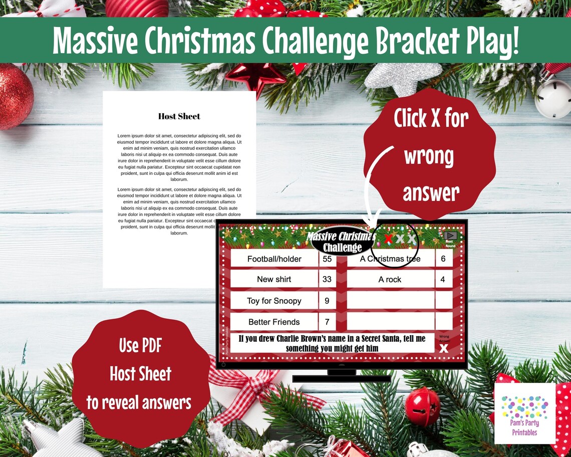 Christmas Challenge Game: Editable Powerpoint, 70 Rounds (digital ...