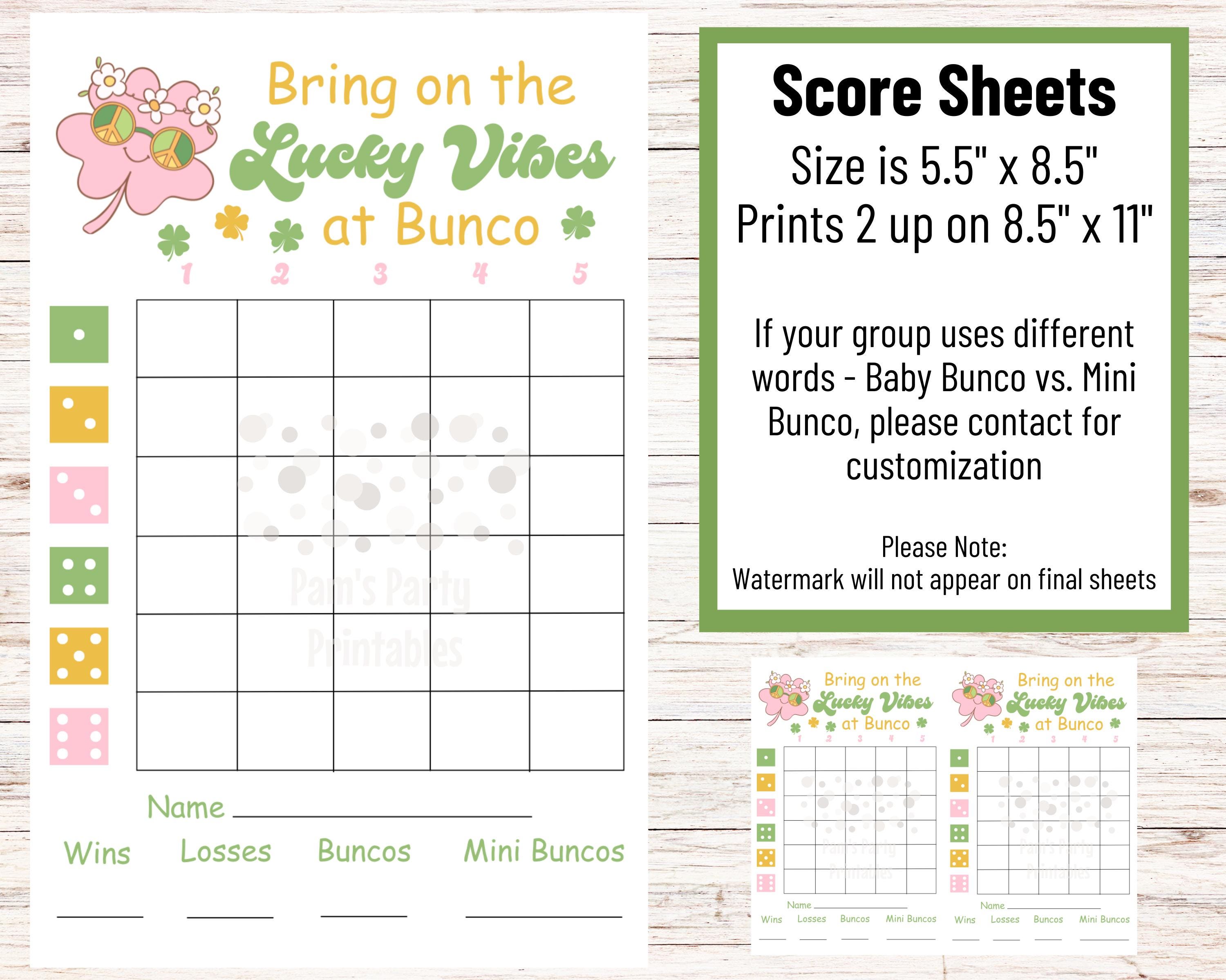 Bring on the Lucky Vibes at Bunco St. Patrick's Day Bunco Score Sheets ...