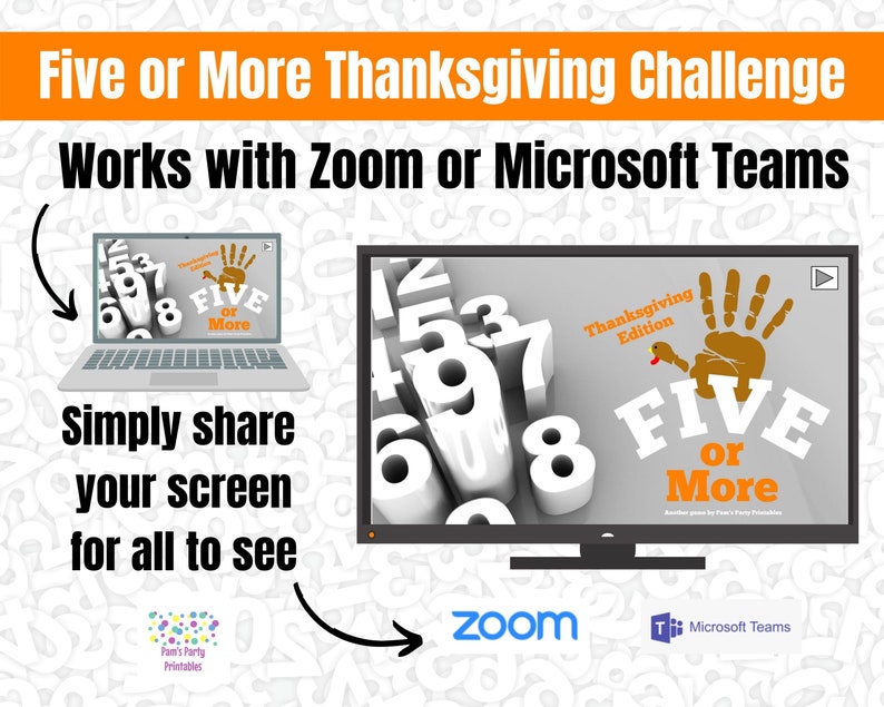 Thanksgiving Five or More Challenge Game Friendsgiving Game - Etsy