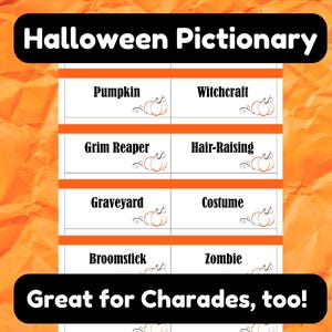 Halloween Pictionary and Charades Spooky Printable Game Cards Editable ...
