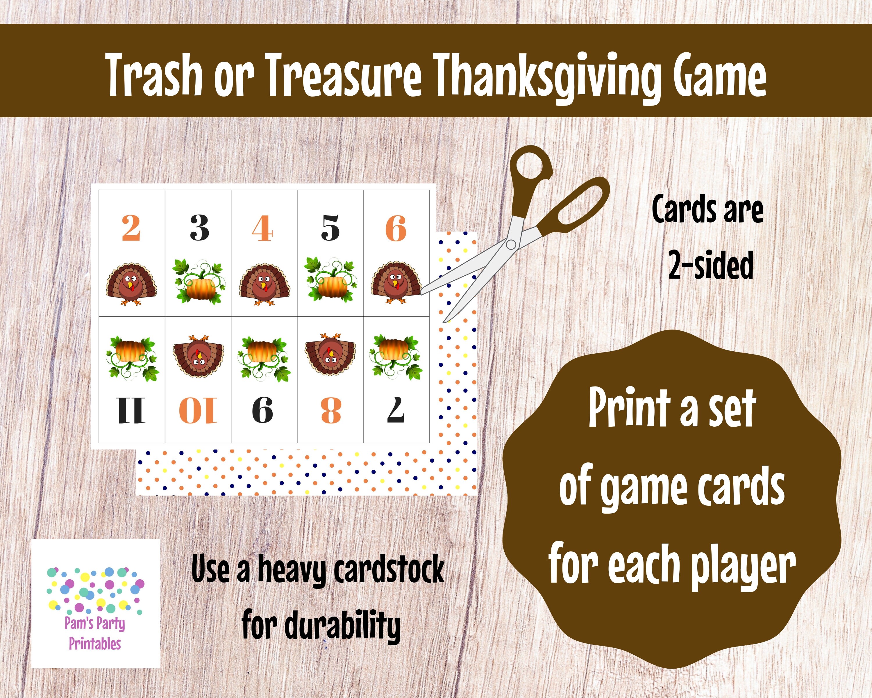 Thanksgiving Trash or Treasure Printable Dice & Card Game - Etsy