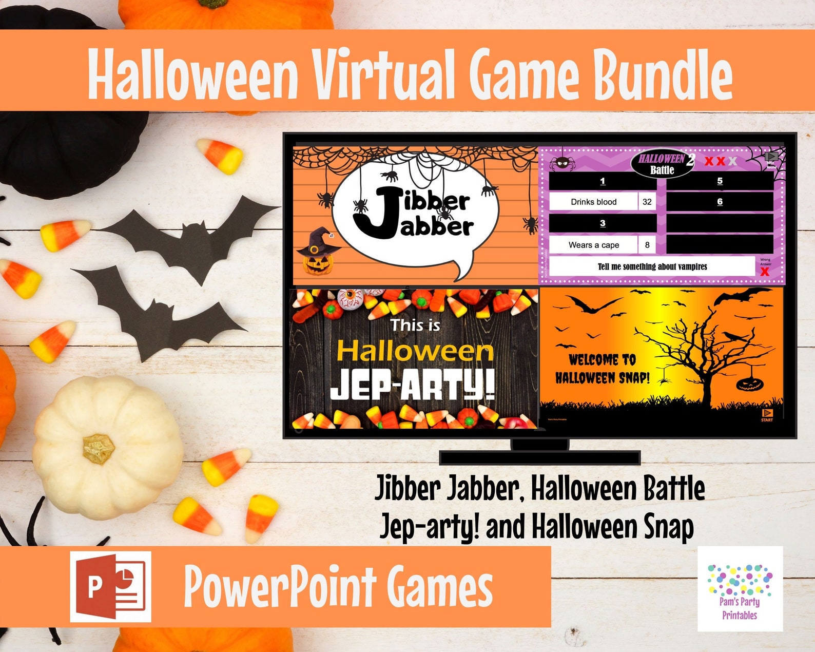 Halloween Game Bundle. Virtual or Large Screen Game Zoom - Etsy
