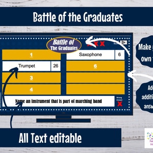 Virtual or Large Screen, High School Battle of the Graduates Game ...