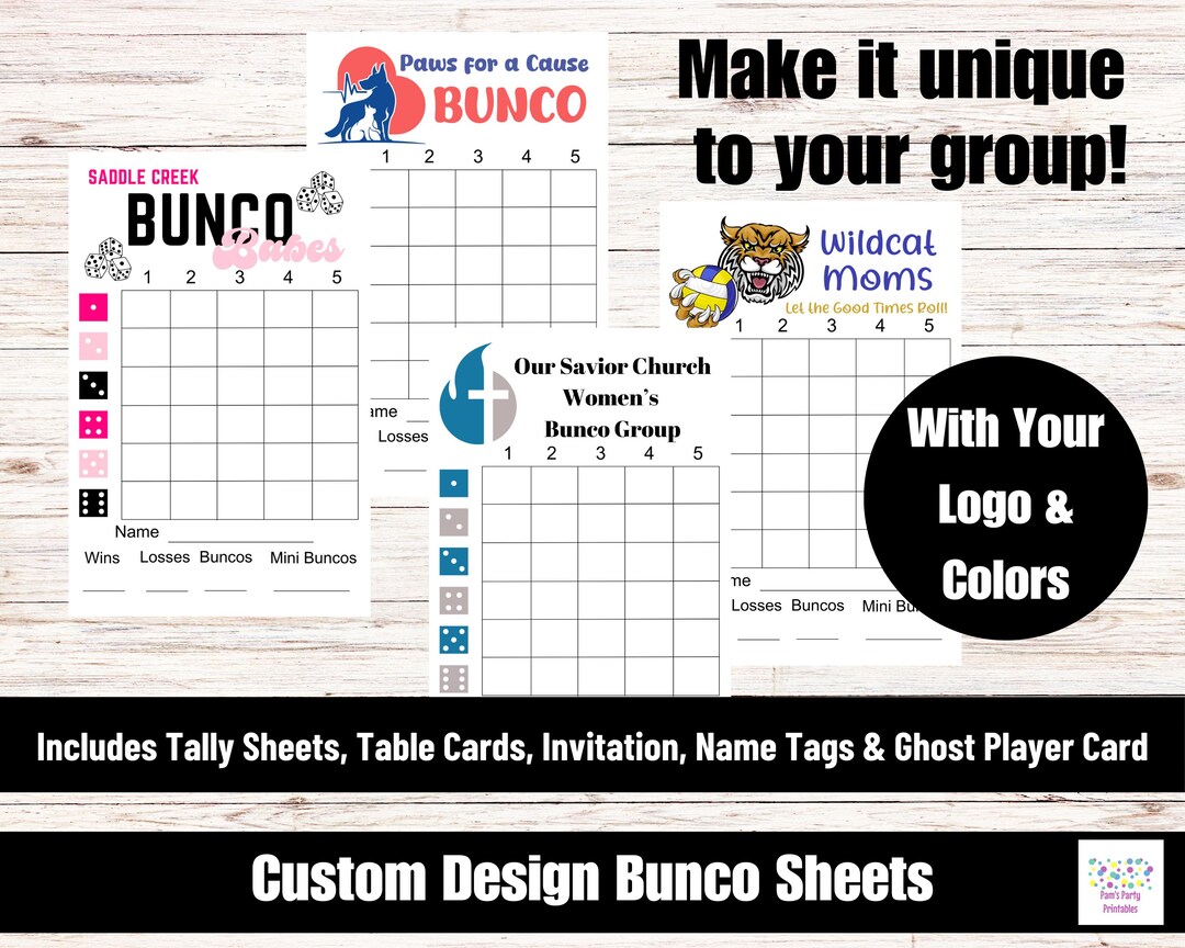 Add Your Own Logo Bunco Score Sheets, Custom Logo Sheets, Your Logo ...