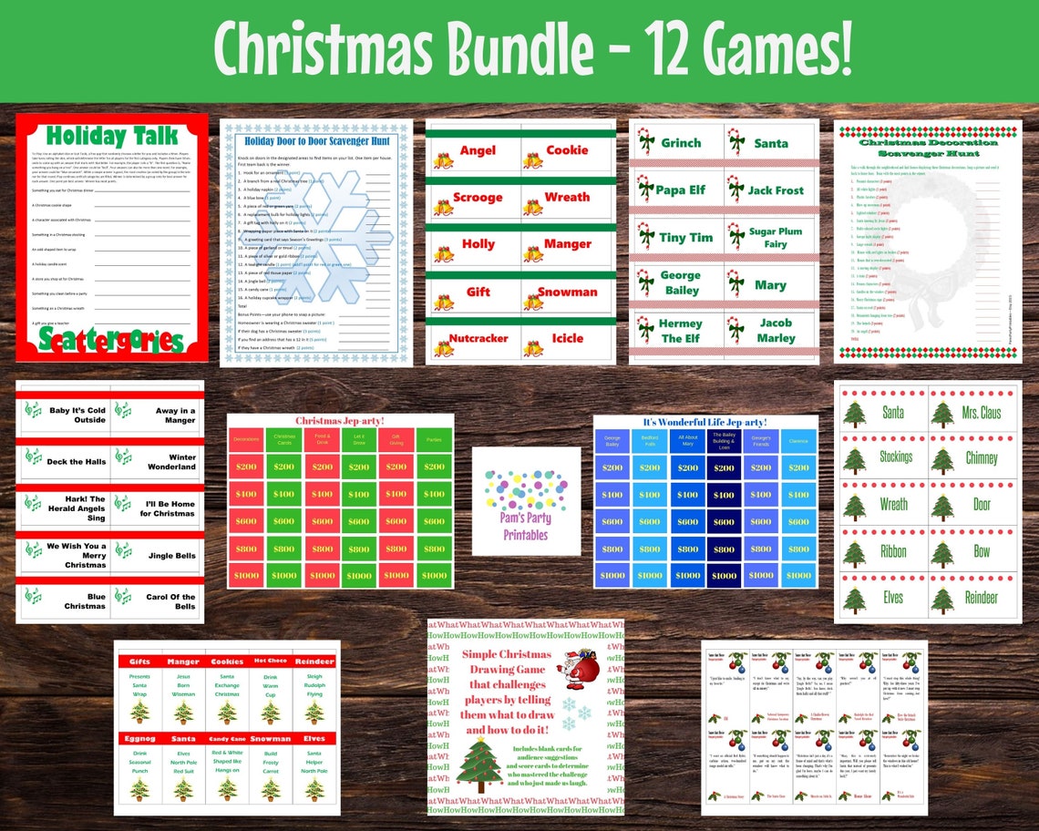 Christmas Printable Games Bundle lot of 12 Games Taboo - Etsy
