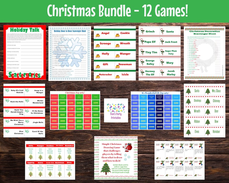 Christmas Printable Games Bundle lot of 12 Games Taboo - Etsy