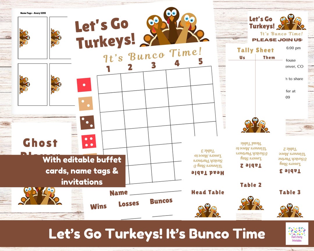 Bunco Sheets for Thanksgiving November Bunco Score Sheet Autumn Bunco ...