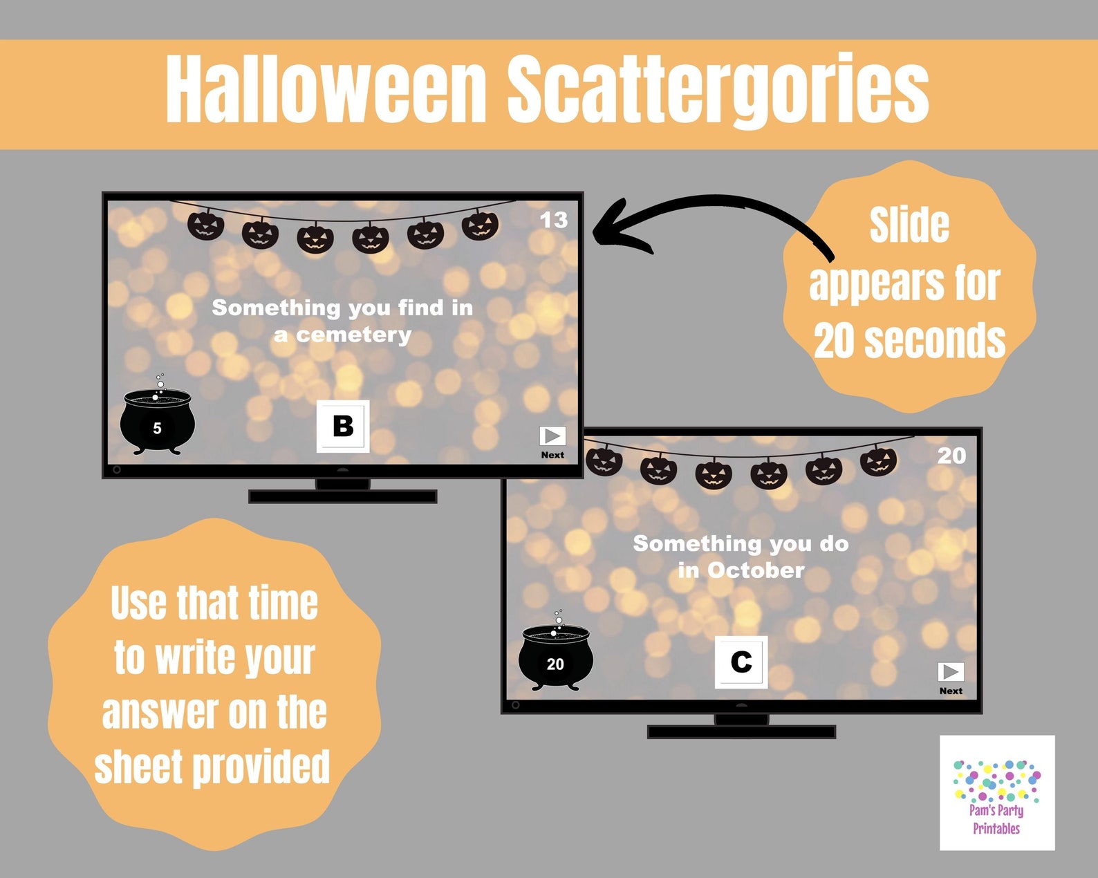 Halloween Scattergories Powerpoint Game Halloween Game Team | Etsy