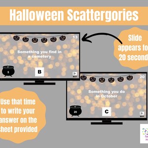 Halloween Scattergories, Powerpoint Game, Halloween Game, Team Meeting ...