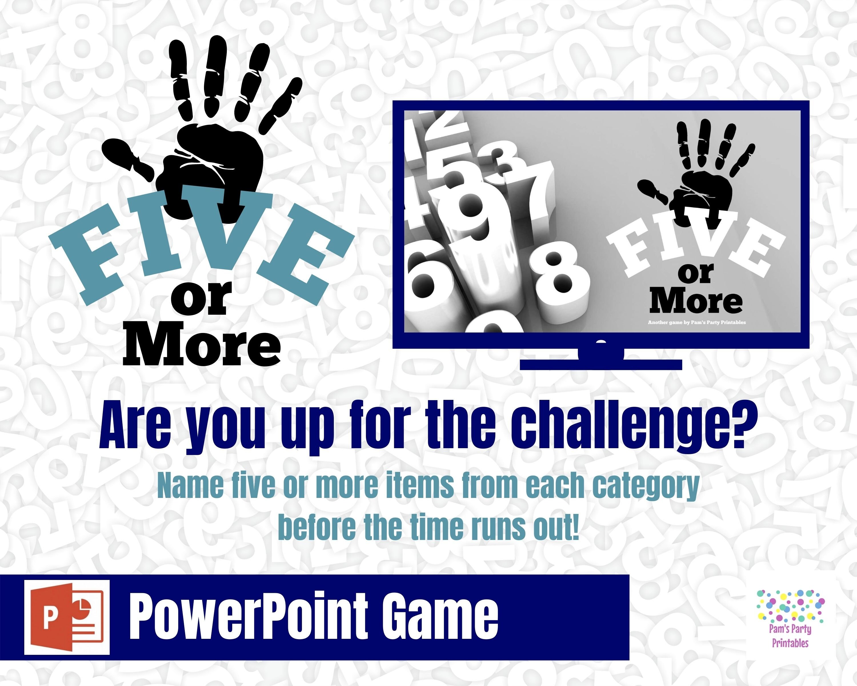 Virtual Game Five or More Challenge Powerpoint Game - Etsy