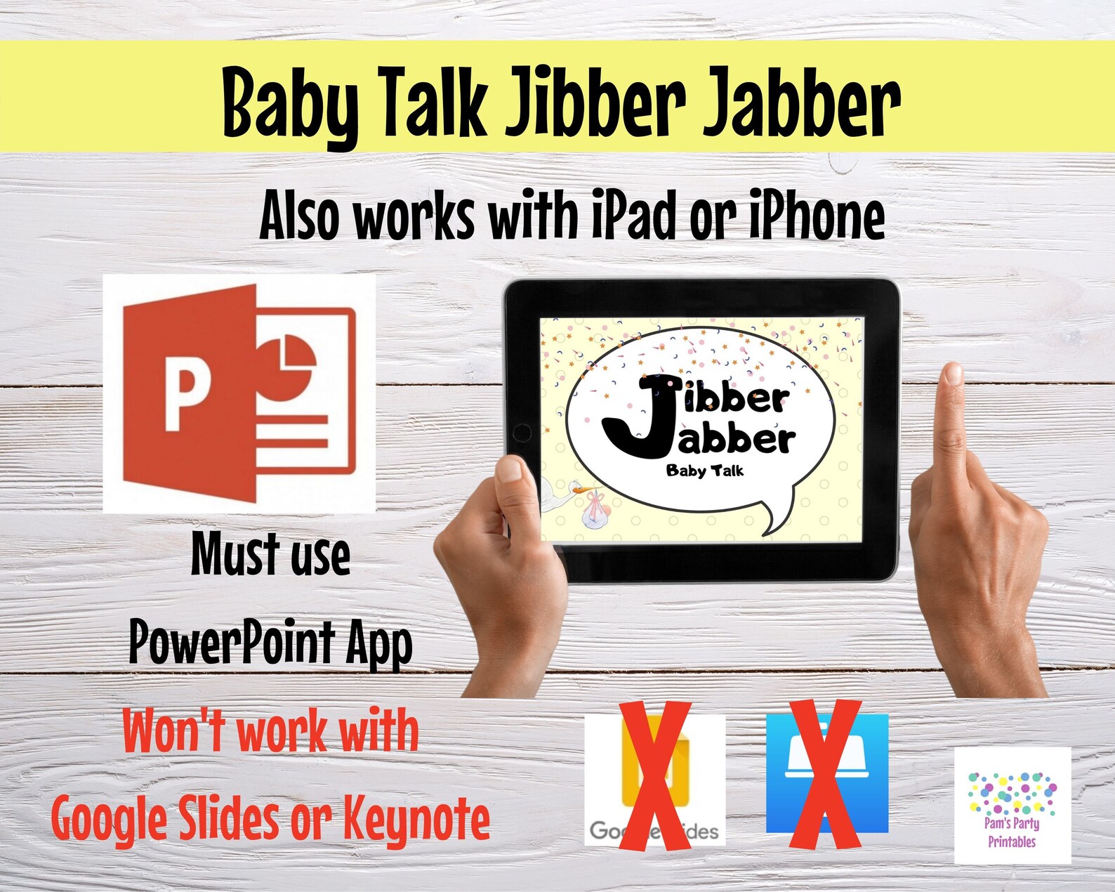 Virtual or Large Screen Baby Shower Game Jibber Jabber Baby Talk Game ...