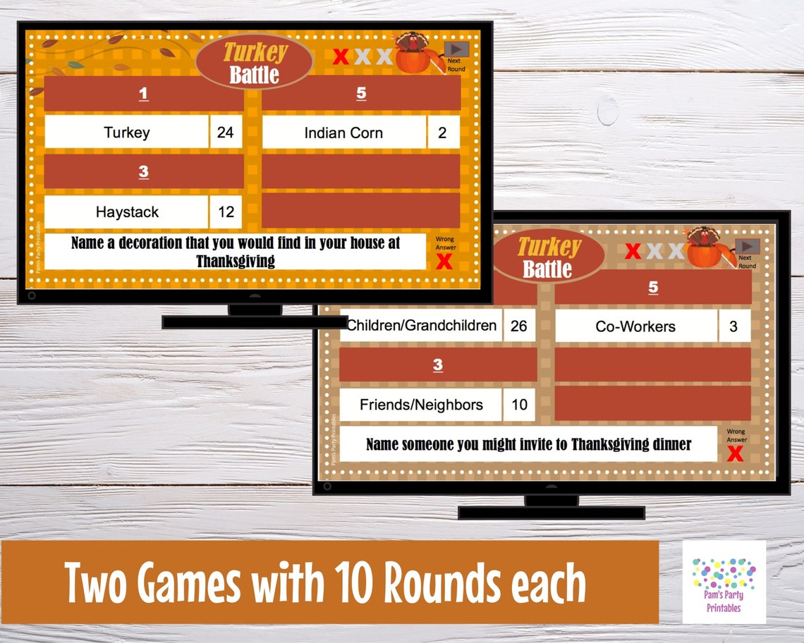 Virtual or Large Screen Game Thanksgiving Turkey Battle | Etsy