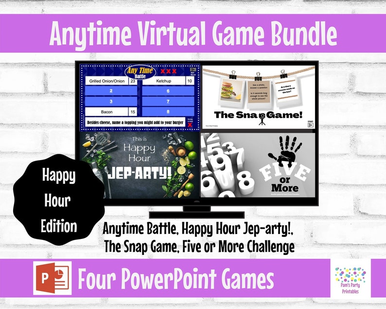 Virtual Anytime Game Bundle. Zoom Game Powerpoint Happy Hour - Etsy