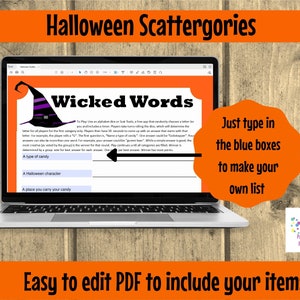 Halloween Scattergories. Halloween Word Game, Printable Game ...