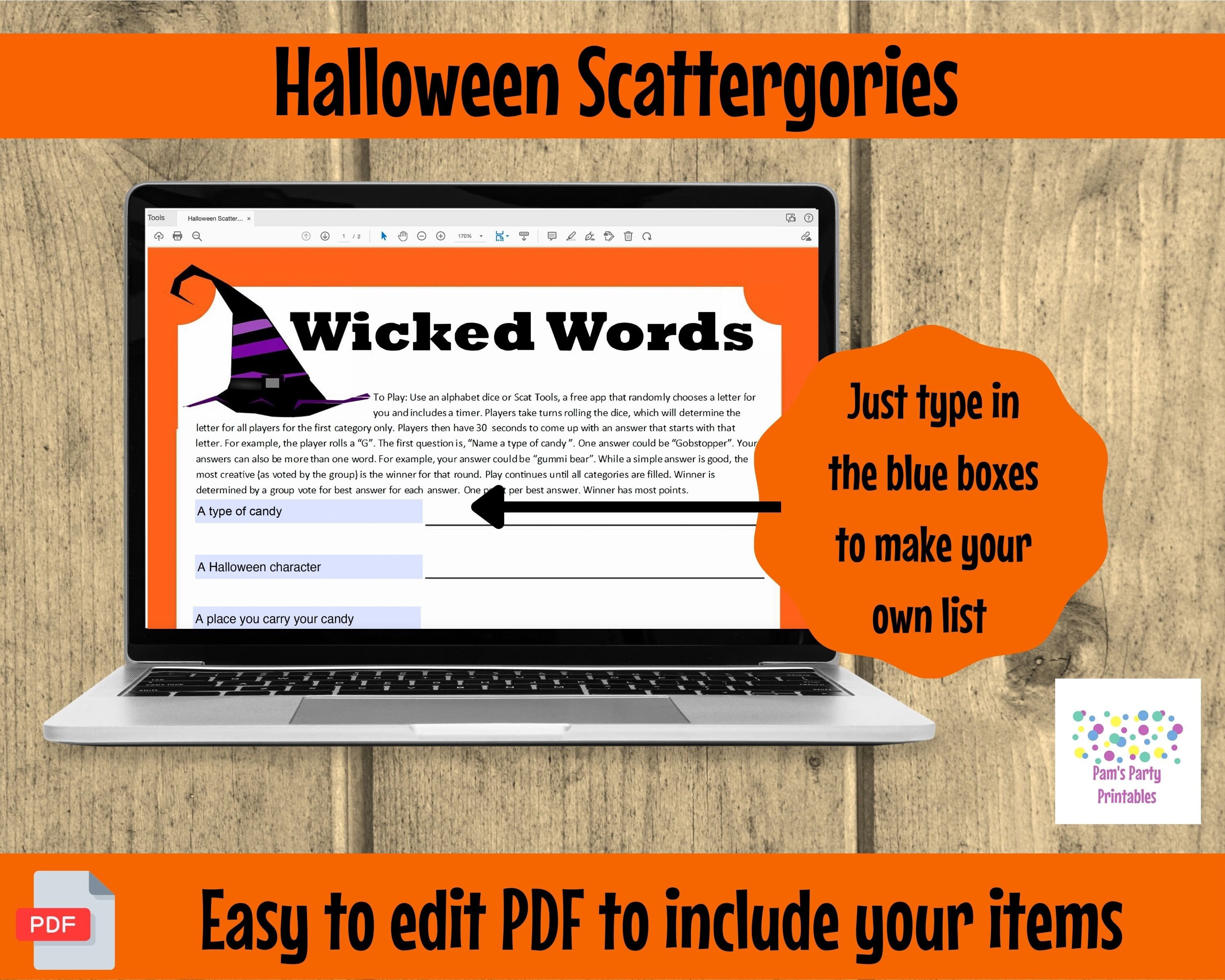 Halloween Scattergories. Halloween Word Game Printable Game - Etsy