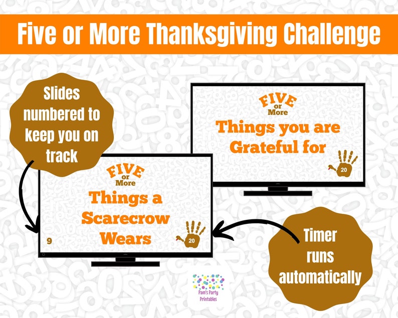 Thanksgiving Five or More Challenge Game Friendsgiving Game - Etsy
