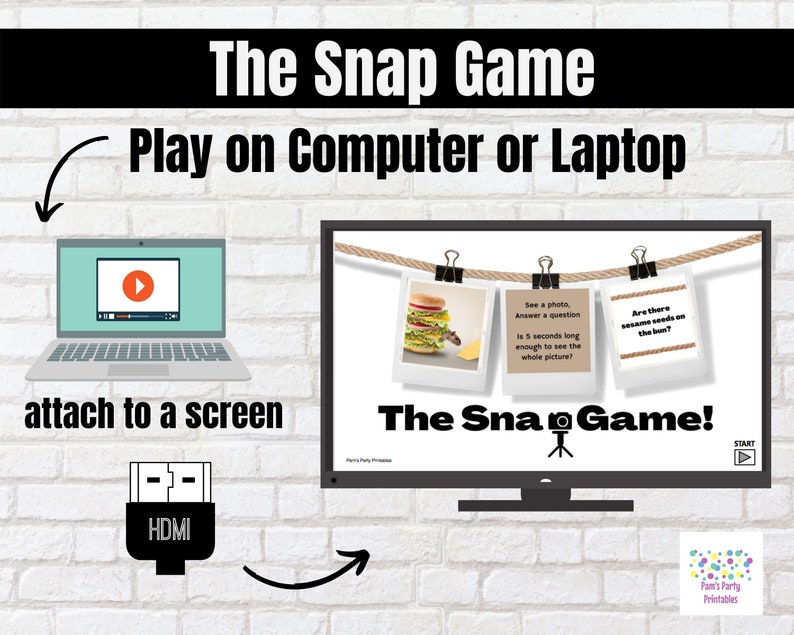 The Snap Anytime Memory Game Virtual Zoom or Large Screen - Etsy