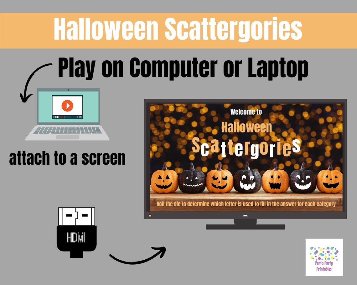 Halloween Scattergories Powerpoint Game Halloween Game Team | Etsy