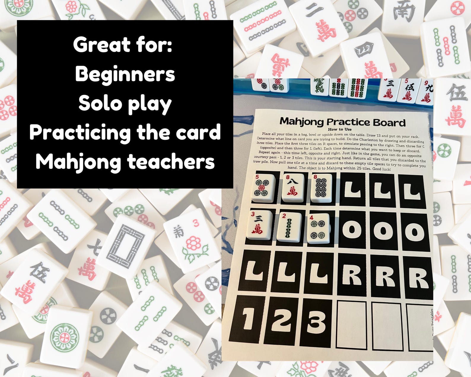 Mahjong Practice Board Printable for Mahjong Solo Practice Beginner ...
