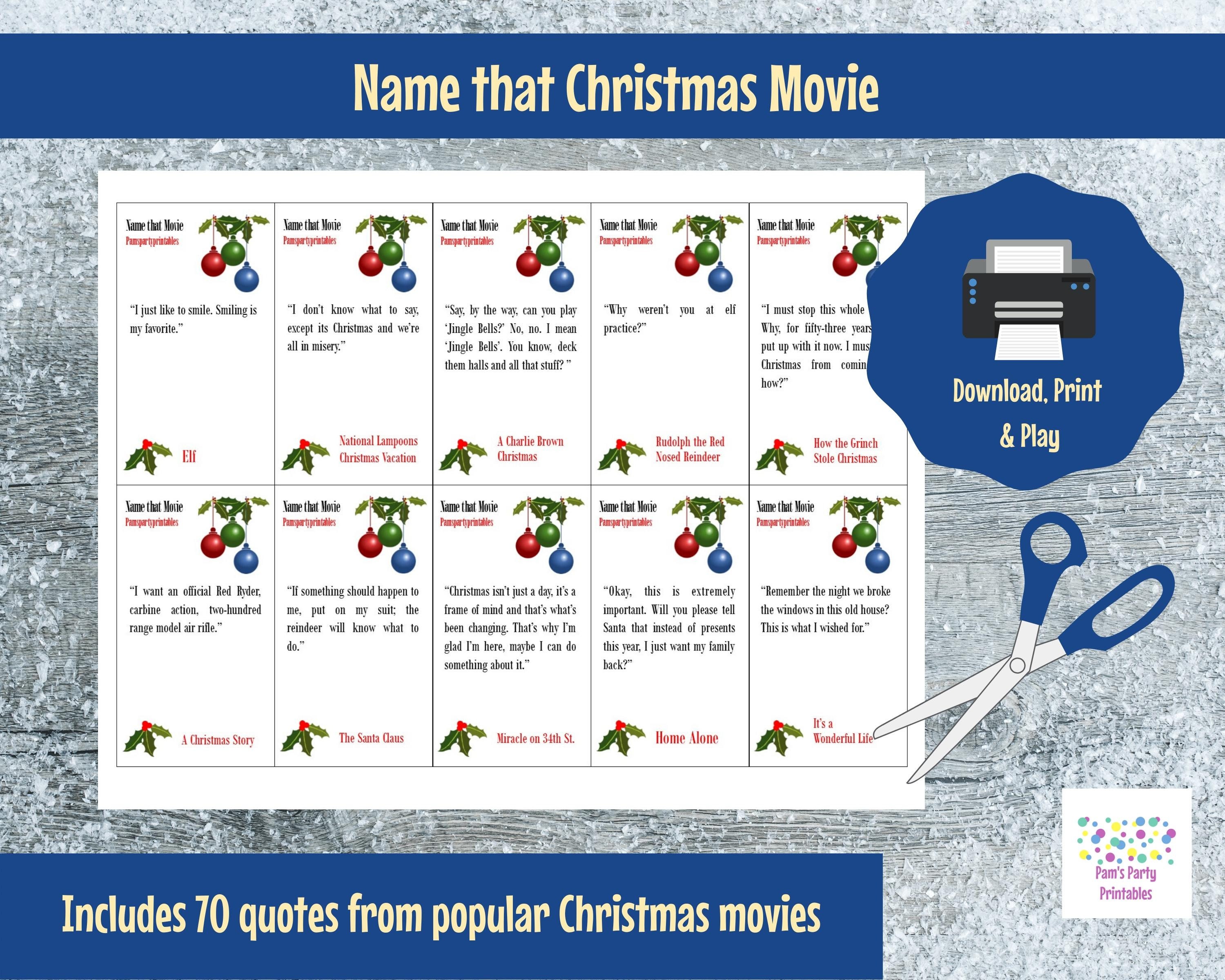 Name That Christmas Movie Christmas Movie Quote Game Printable Game ...