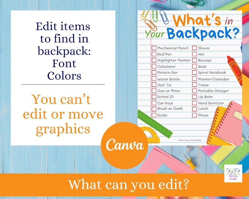 What's in Your Backpack Game: Classroom Icebreaker, Printable Canva ...