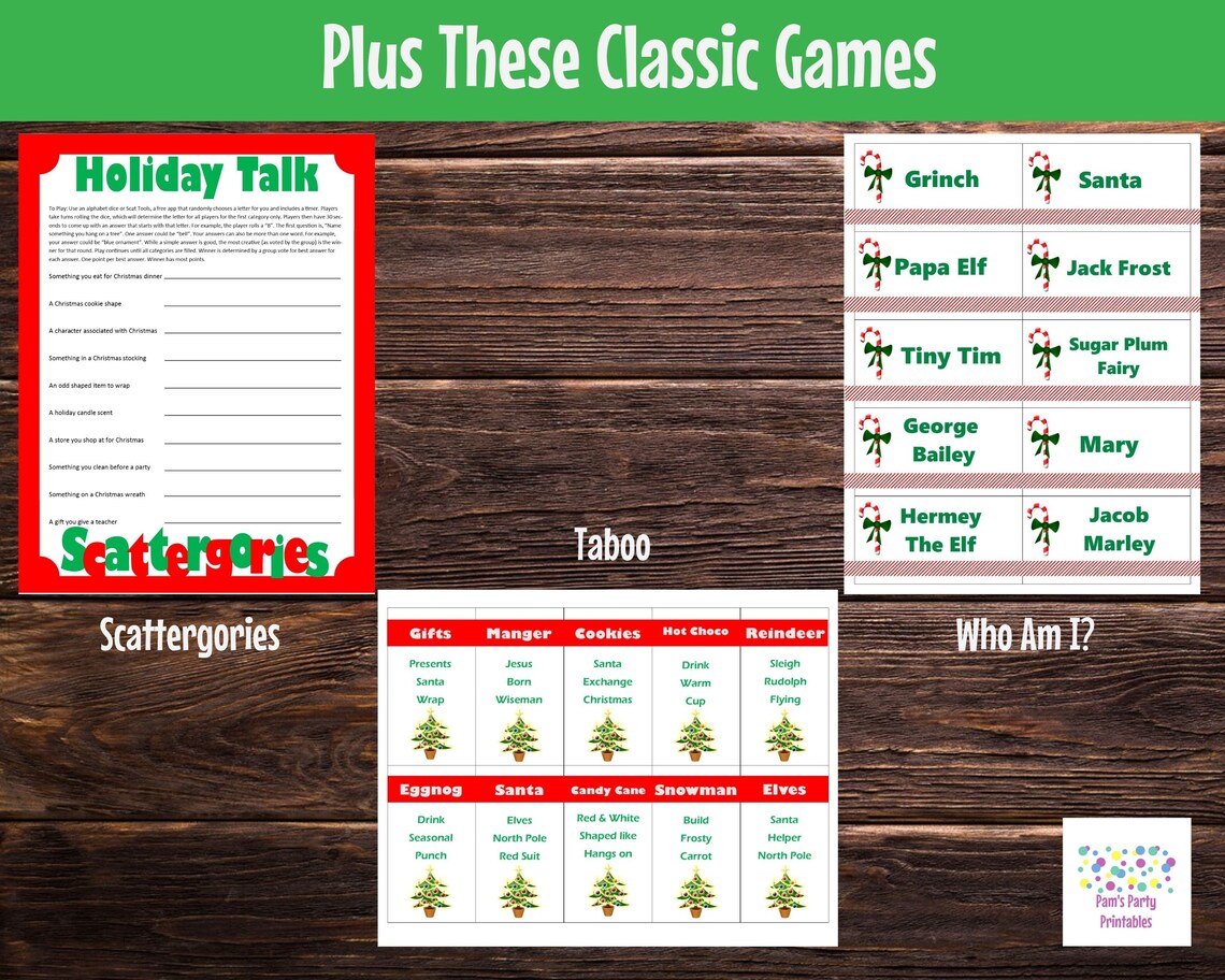Christmas Printable Games Bundle lot of 12 Games Taboo - Etsy