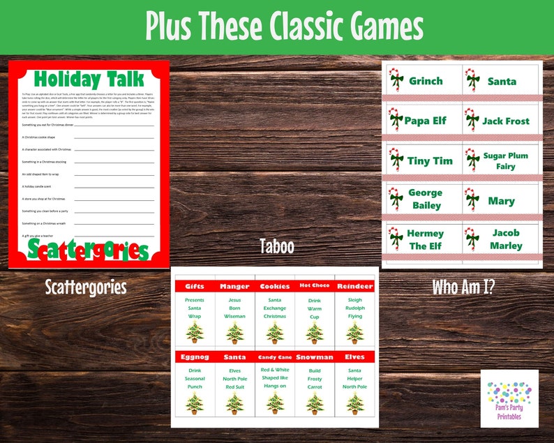 Christmas Printable Games Bundle lot of 12 Games Taboo - Etsy