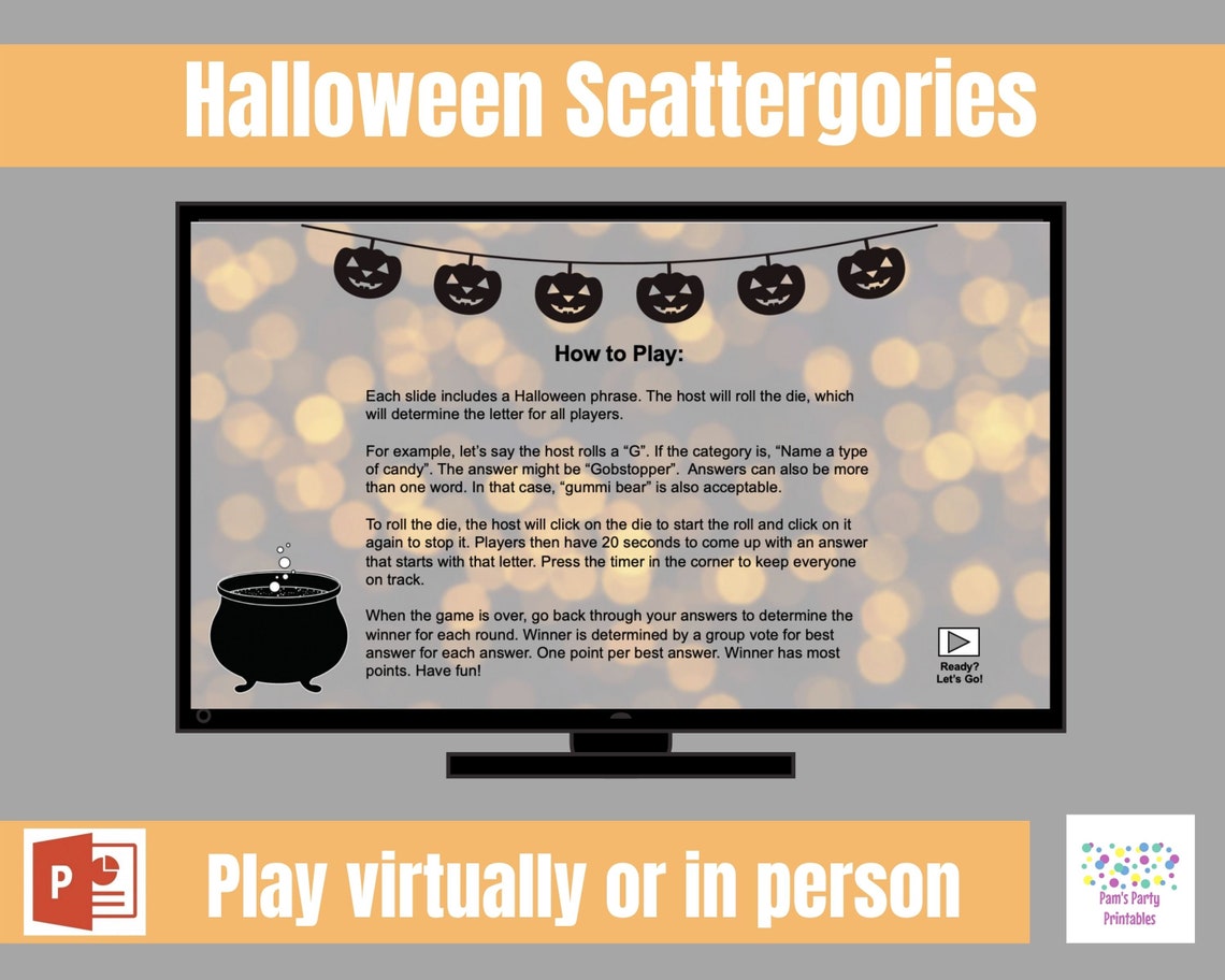 Halloween Scattergories Powerpoint Game Halloween Game Team | Etsy