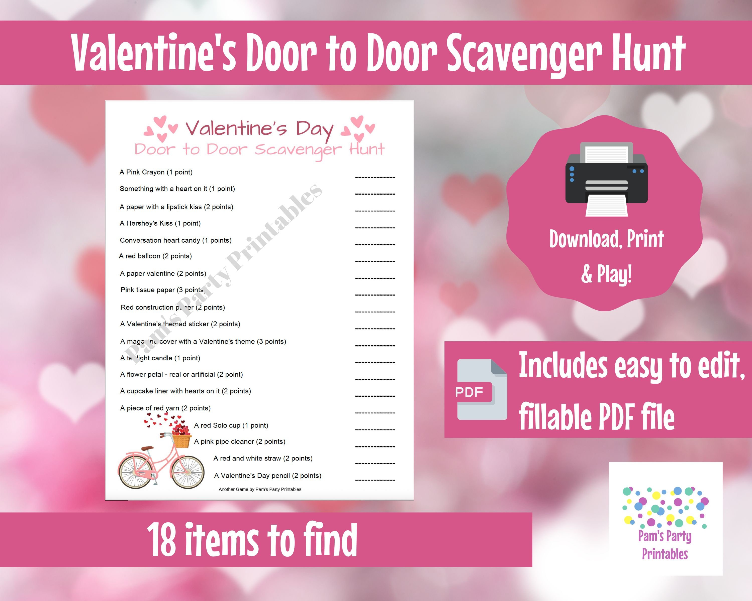 Printable Valentine's Day Door to Door Scavenger Hunt for February ...