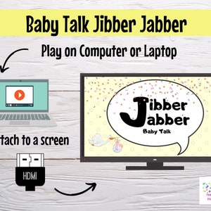 Virtual or Large Screen Baby Shower Game Jibber Jabber Baby Talk Game ...