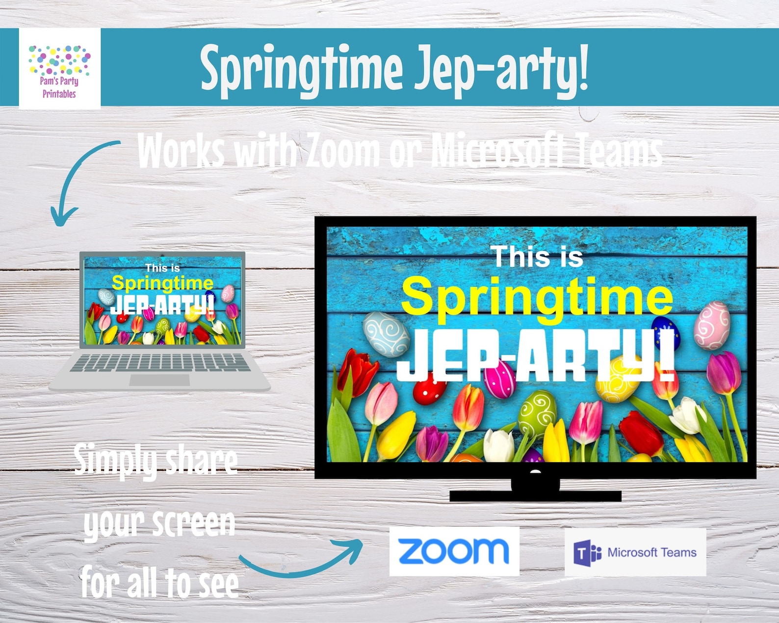 Large Screen or Virtual Game Springtime Jep-arty Trivia Game | Etsy