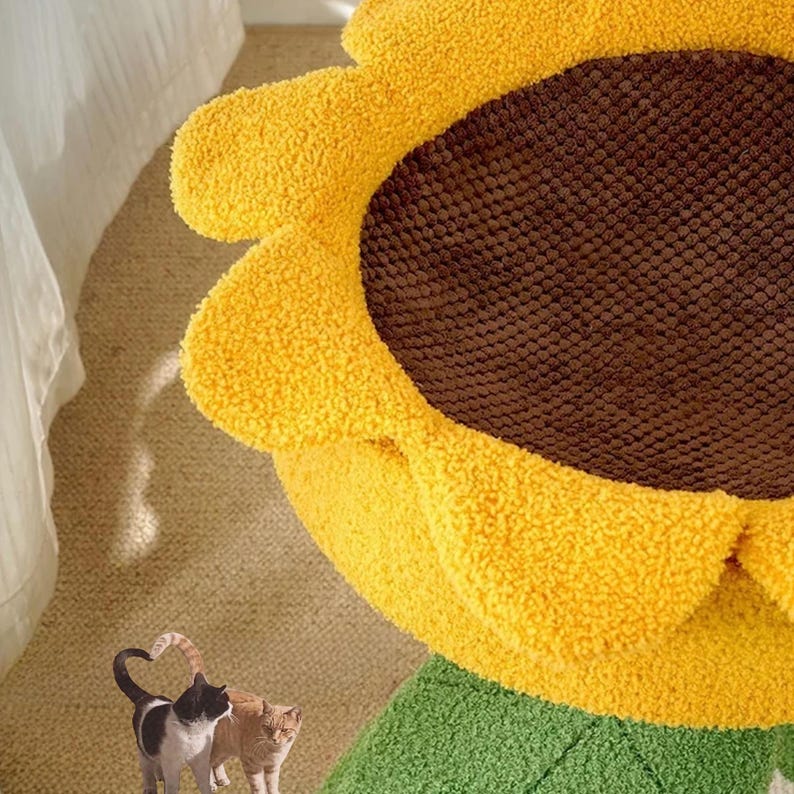 Sunflower Cat Tree Wooden Cat Tower With Flowers / Sisal Rope for ...