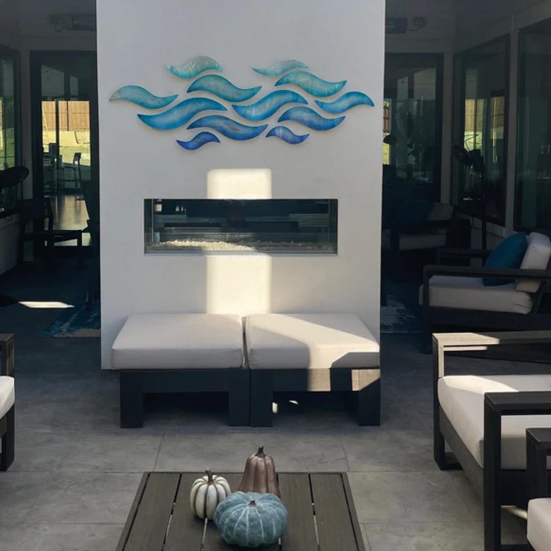 Riptide by Dv8 Studio / Large Metal Wall Sculpture / Blue Wave Tropical ...