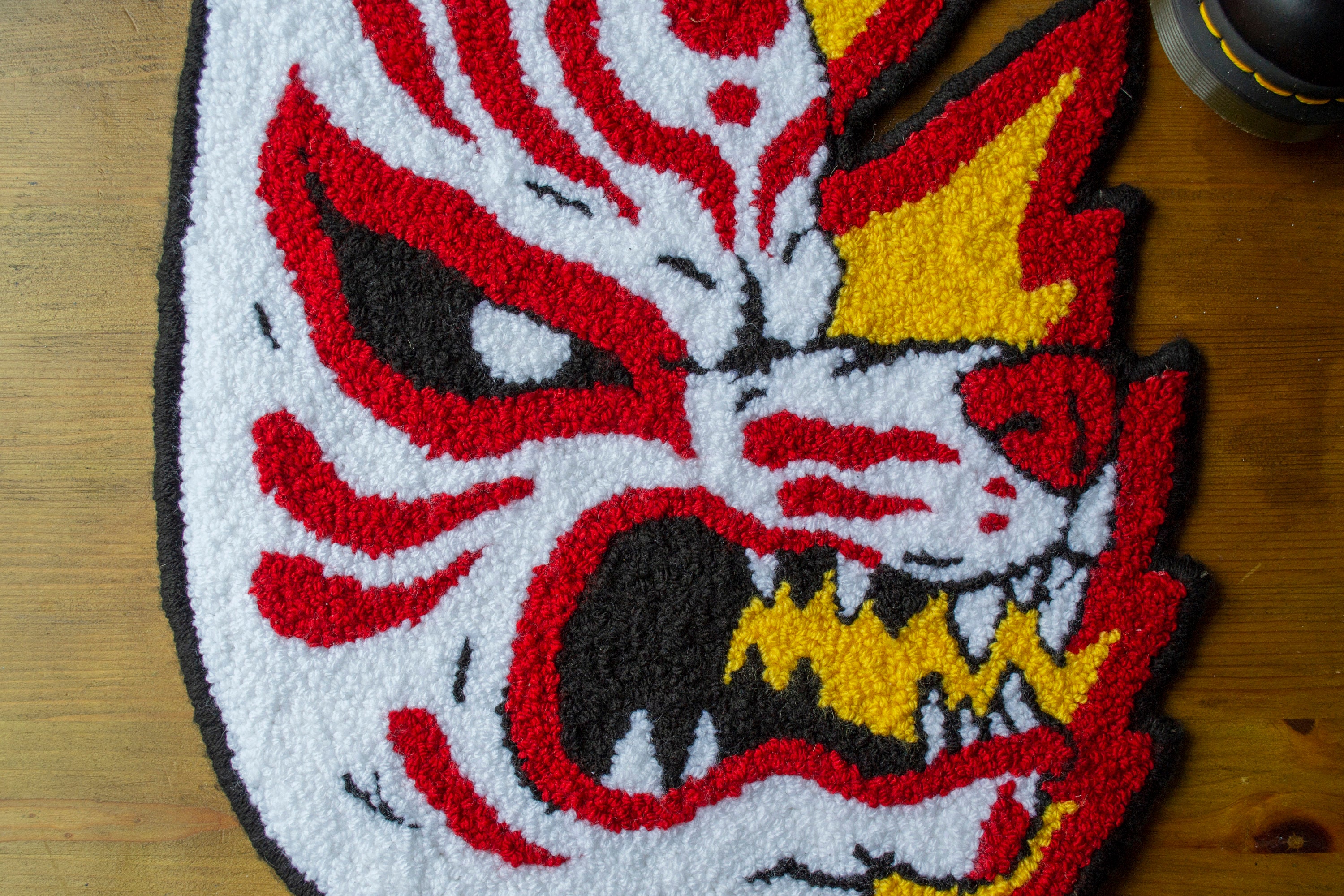 KITSUNE Rug Handmade Punch Needle Rug Illustrative Wall - Etsy