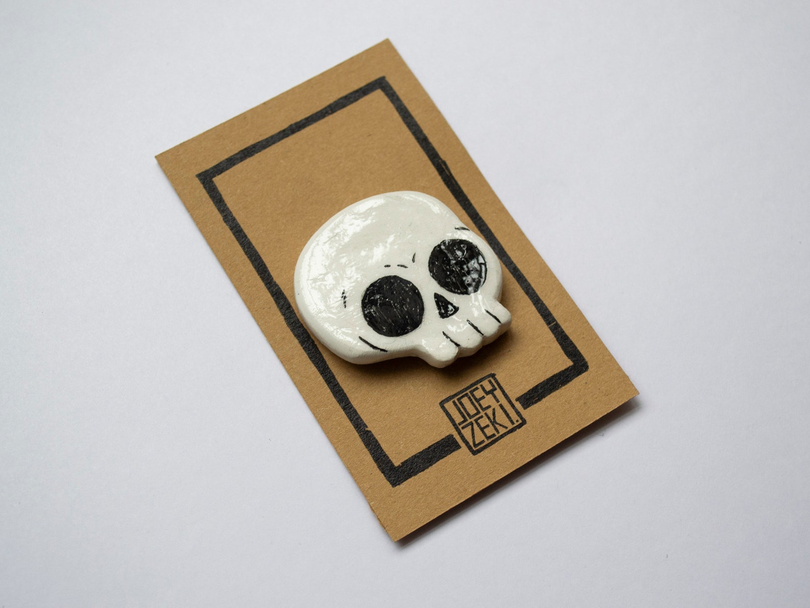 Skull Clay Pin Badge Handmade Sculpted Badge Glossy Resin - Etsy