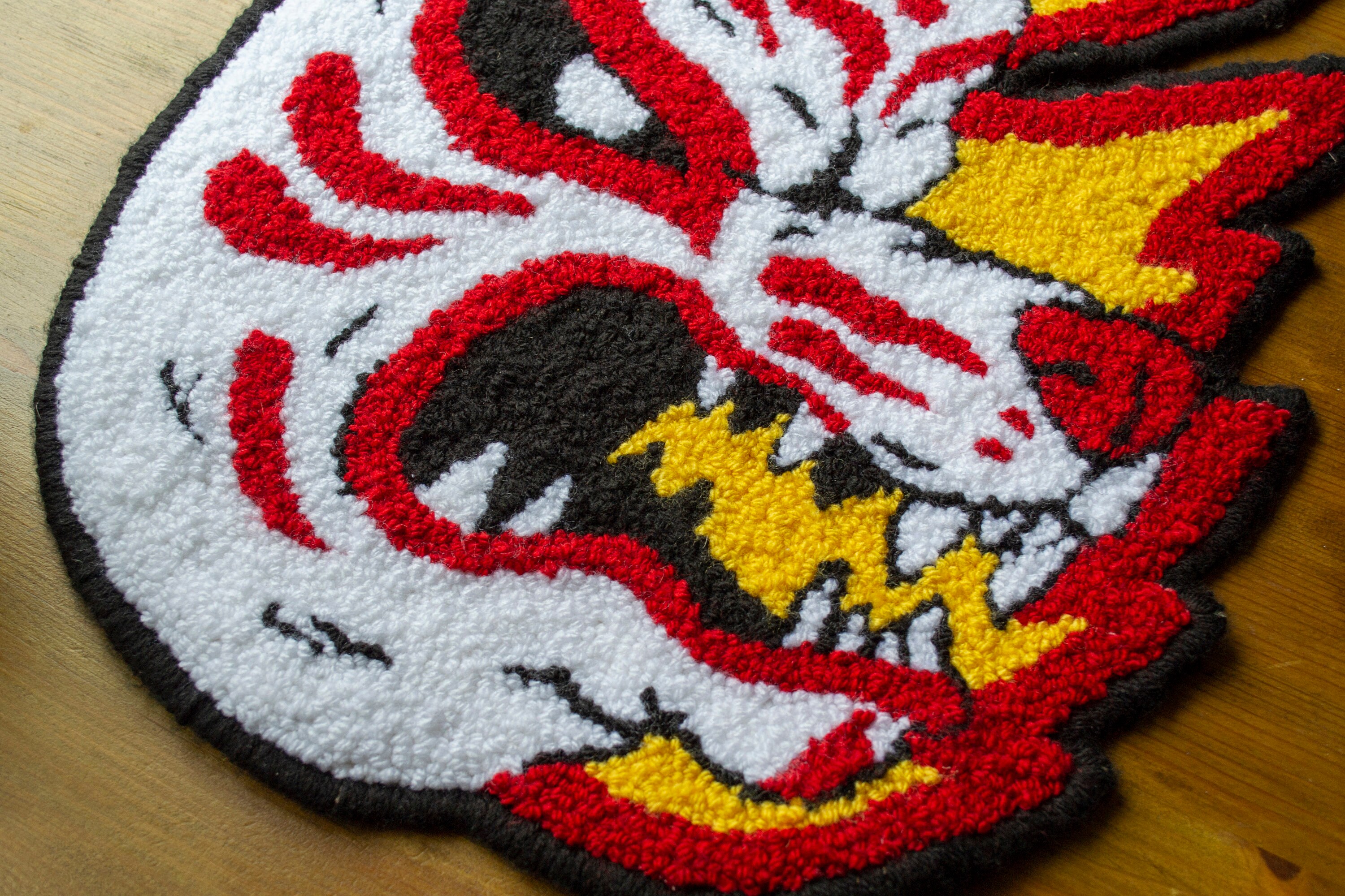 KITSUNE Rug Handmade Punch Needle Rug Illustrative Wall - Etsy