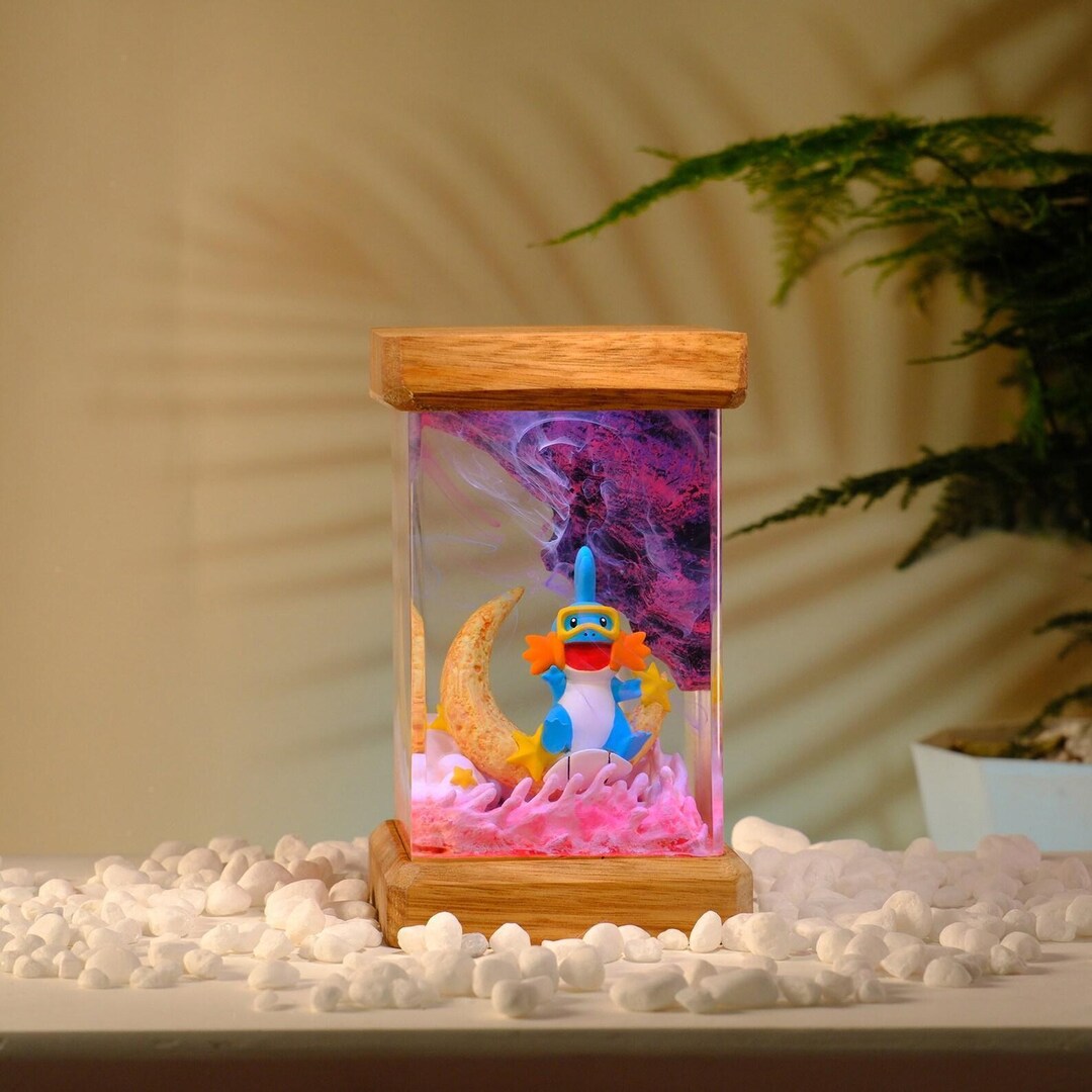 Mudkip Resin Light Box | Handmade Pokémon LED Lamp | Ocean Night Water ...
