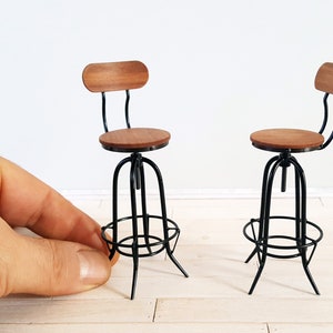 Miniature American Barstool, Industrial Adjustable Height Swivel Stool ...