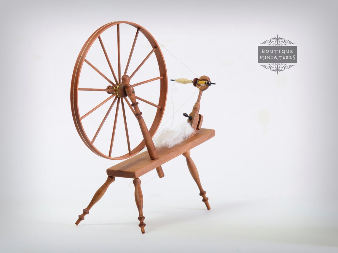 Miniature Spinning Wheel Walking Spin Spindle Dollhouse - Etsy