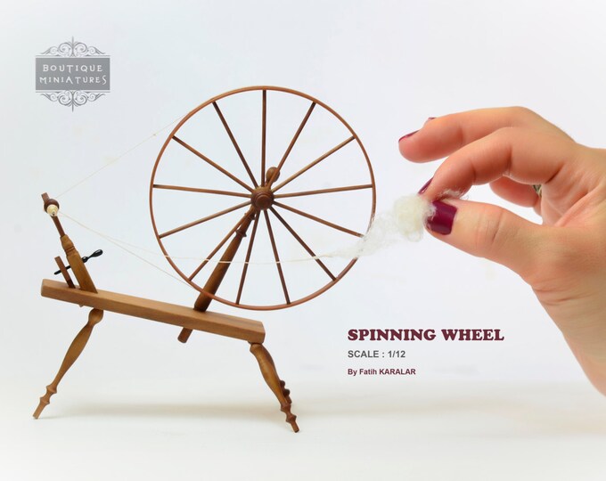 Miniature Spinning Wheel, Walking, Spin, Spindle, Dollhouse Furniture ...